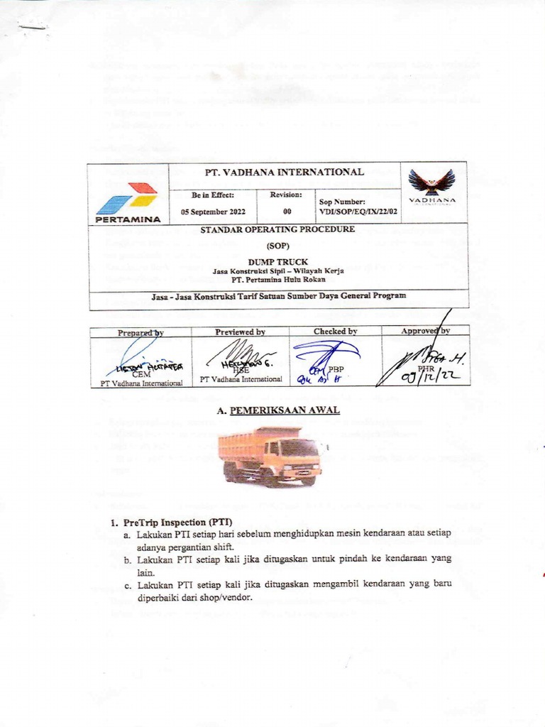 Sop Dump Truck | PDF | Bisnis