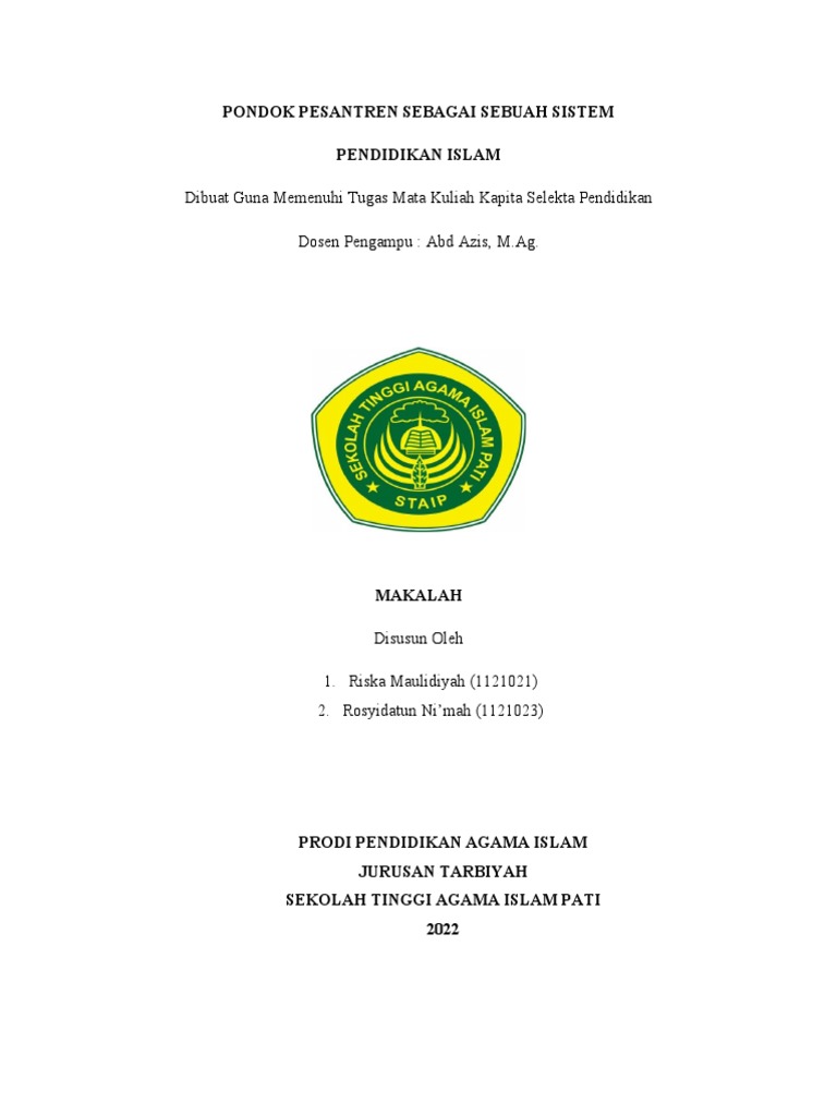 Dibuat Guna Memenuhi Tugas Mata Kuliah Kapita Selekta Pendidikan Dosen Pengampu: Abd Azis, M.Ag ...