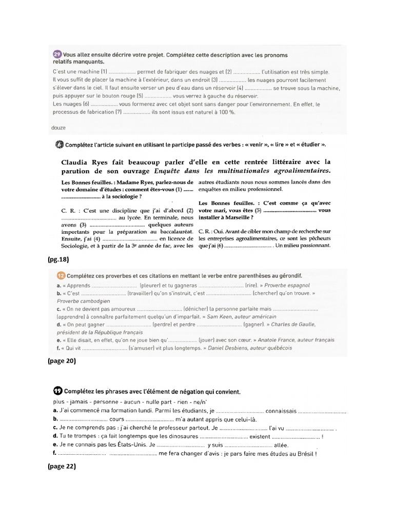 Grammar Worksheet - French B1 | PDF