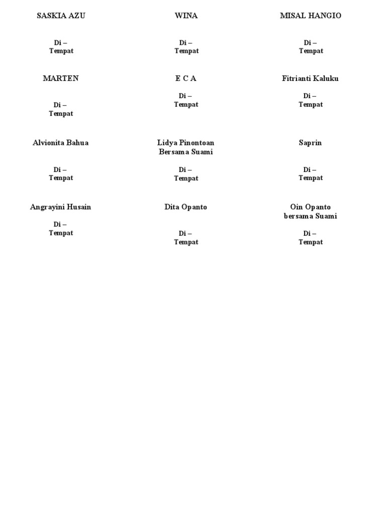 Label Undangan Borneo 12 | PDF