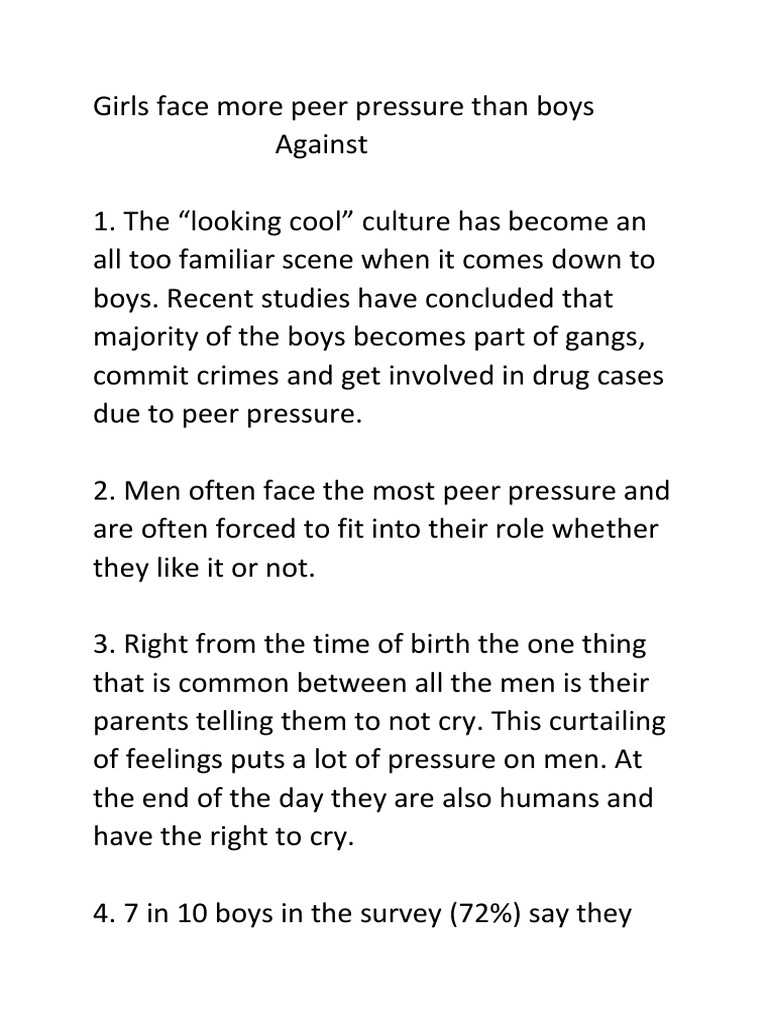 Boys Experience Significant Peer Pressure | PDF