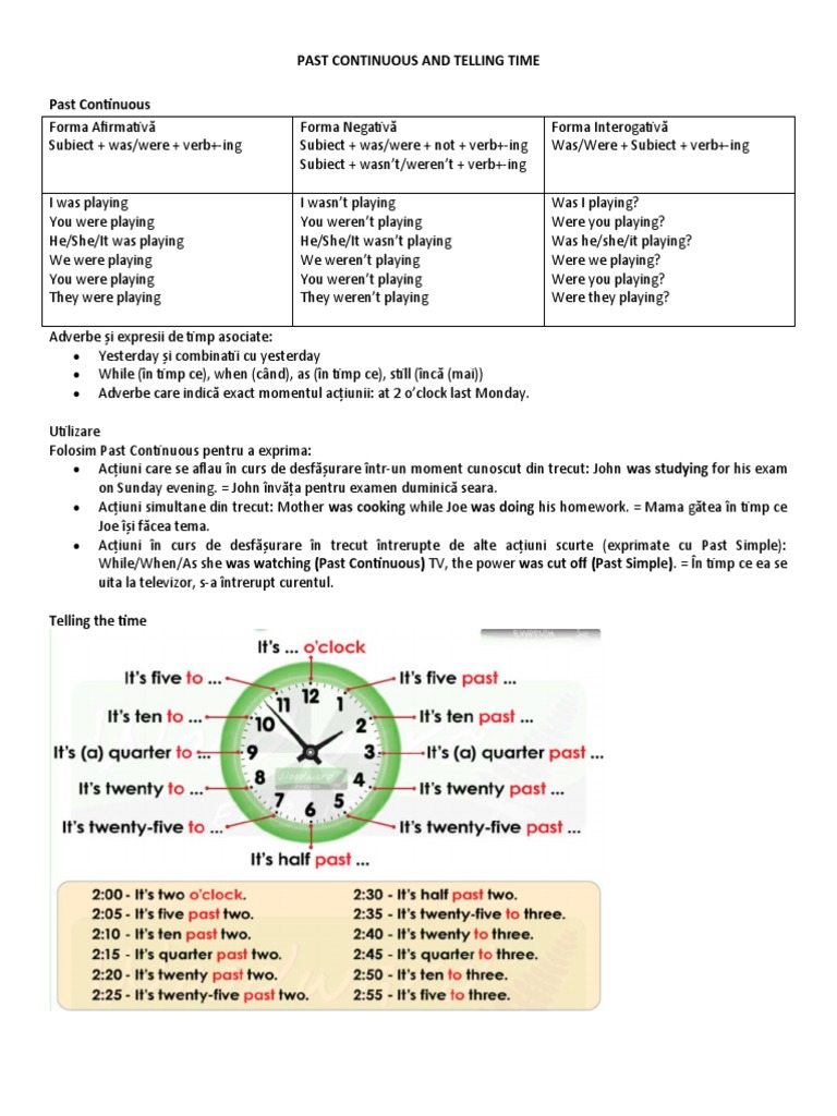 Past Continuous and Telling Time | PDF | Christmas | Christmas Traditions