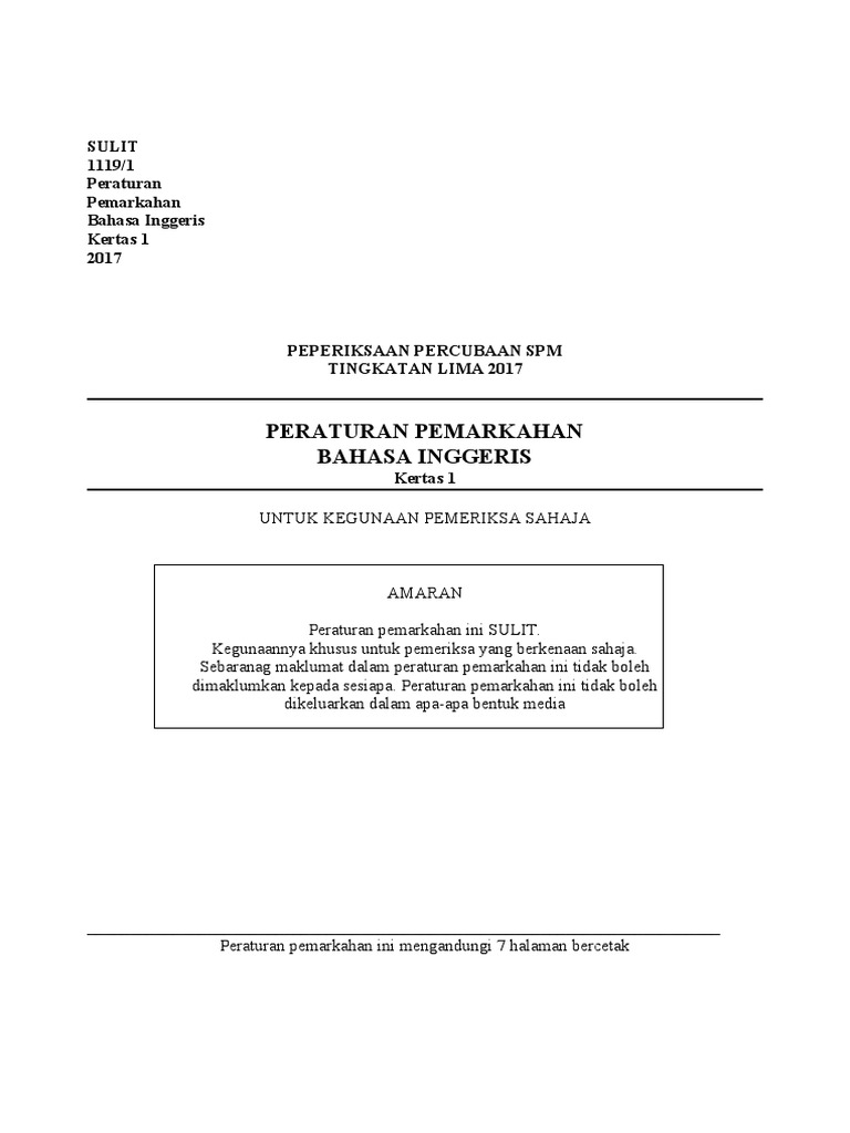 Answer Scheme Set 3 | PDF | Vocabulary | Punctuation