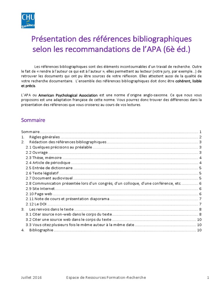 Présentation des références APA | PDF | Internet | Internet et Web