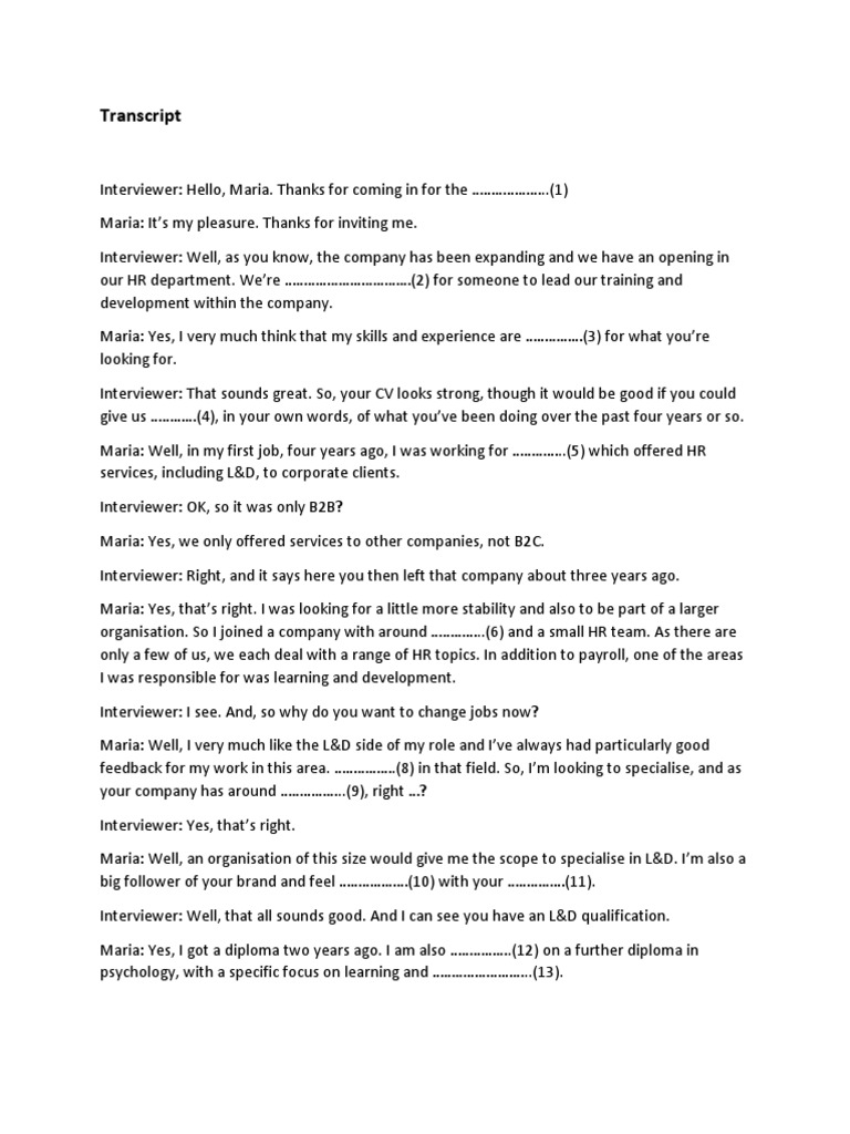 Transcript Listening | PDF