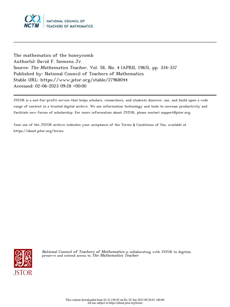 The Mathematics of The Honeycomb | PDF