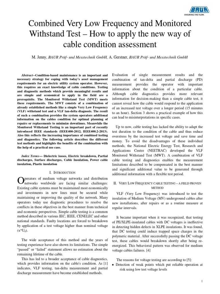 PA_IEEE_PES_2014_BAUR_Combined_VLF_and_MWT_EN | PDF | Electrical ...