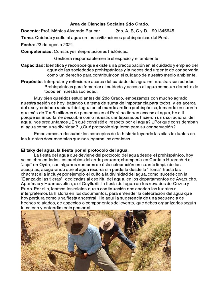 Sesión-21 - CCSS - 2do - Grado | PDF | Agua | Perú