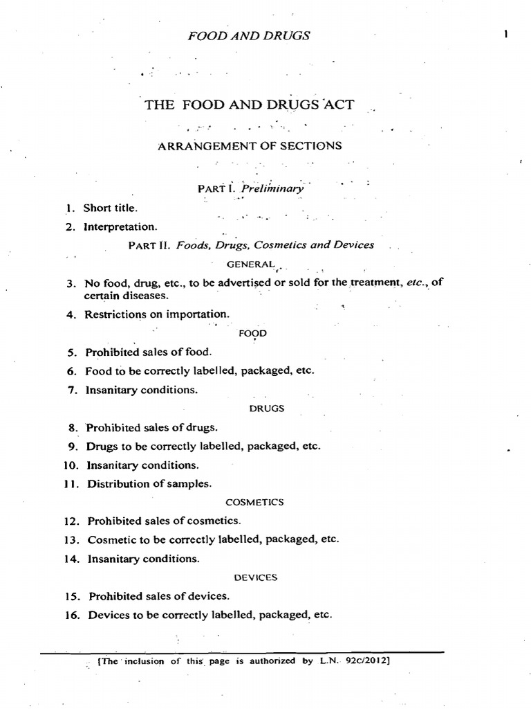 Food and Drugs Act | PDF