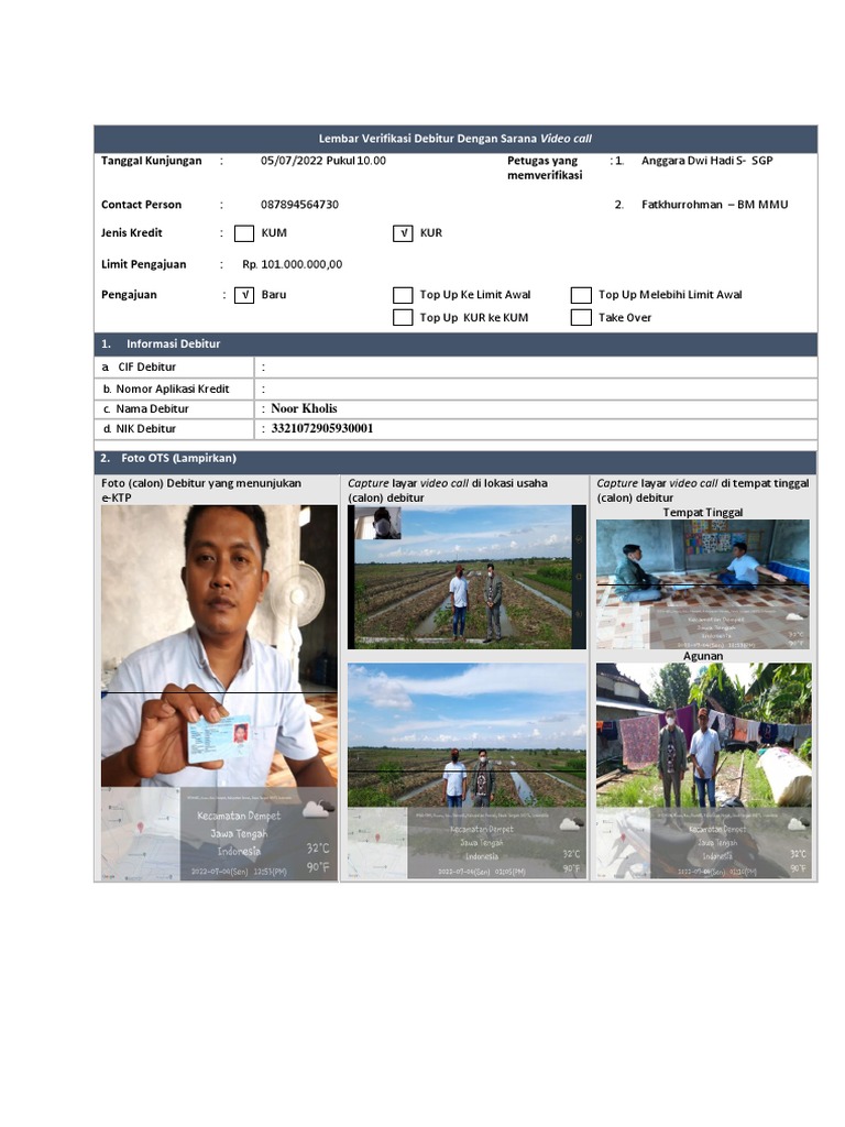 Form OTS Via Video Call - Noor Kholis KUR 101 | PDF