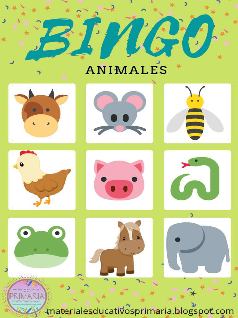 Bingo de Animales para Primaria | PDF
