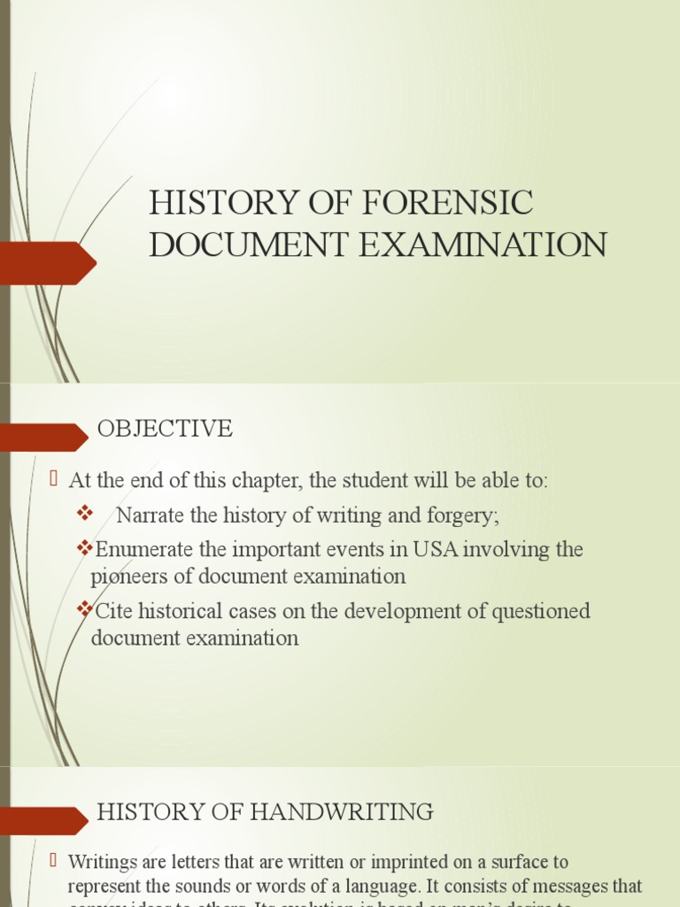Lesson 2-History of Forensic Document Examination | PDF | Writing ...