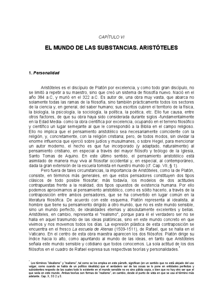 Capitulo VI | PDF | Aristóteles | Teoría de sustancias