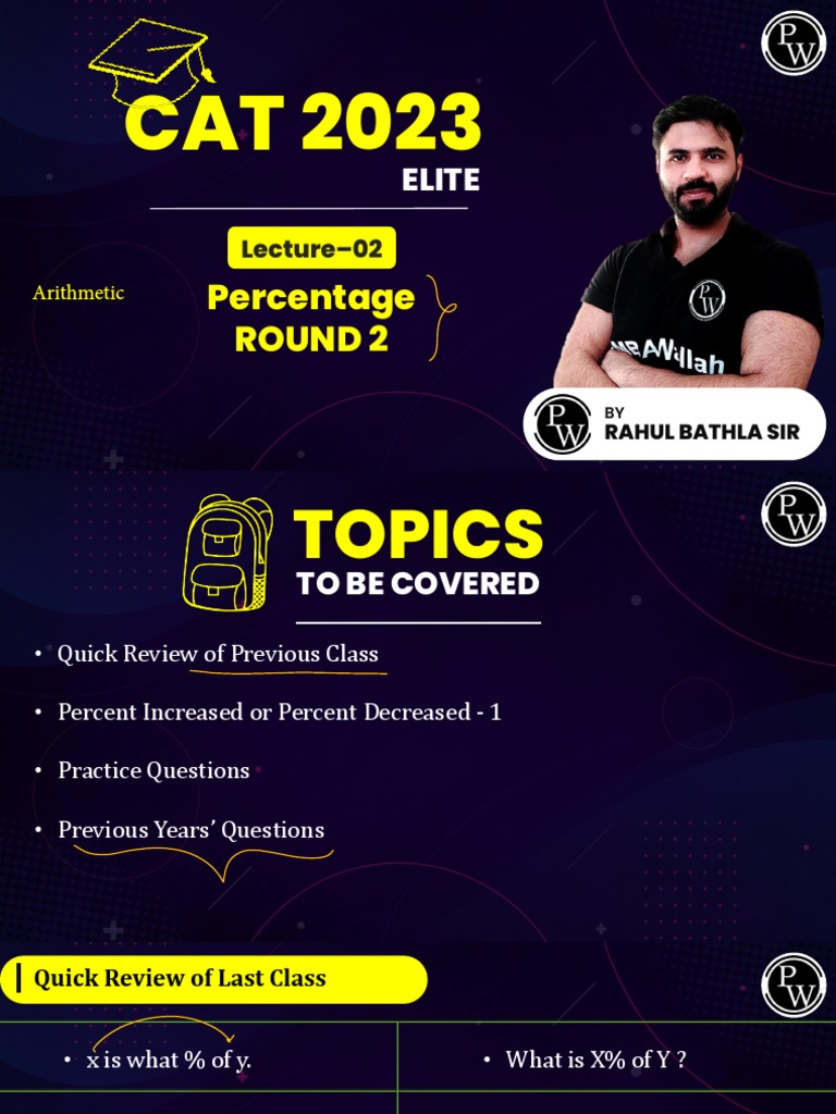 Arithmetic 02 - Percentage 2 - Class Notes - MBA Elite 2023 | PDF ...