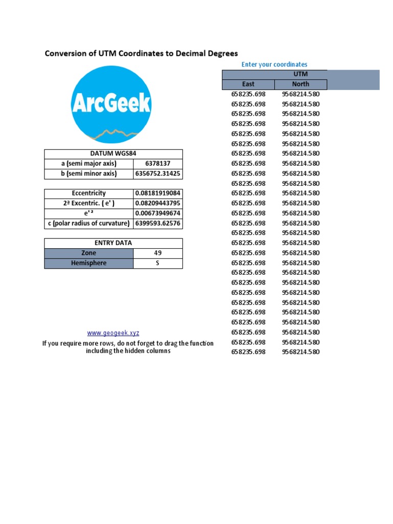 UTM to Decimal Degrees Conversion | PDF | Latitude | Cartography