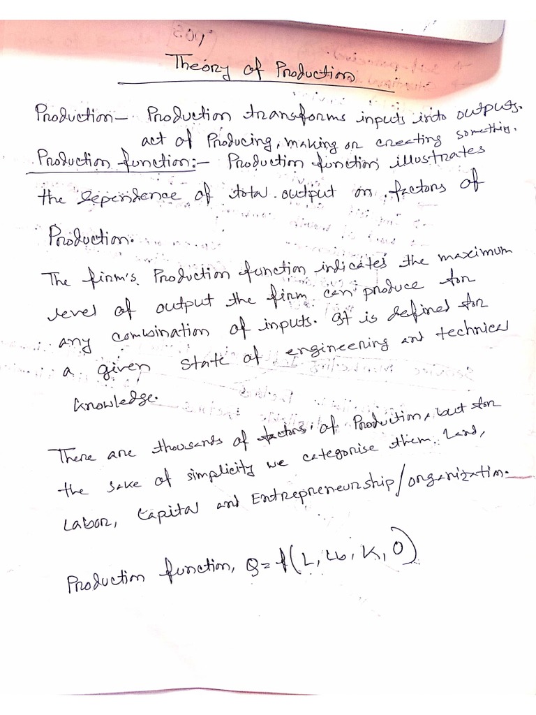 Theory of Production (Basic) | PDF