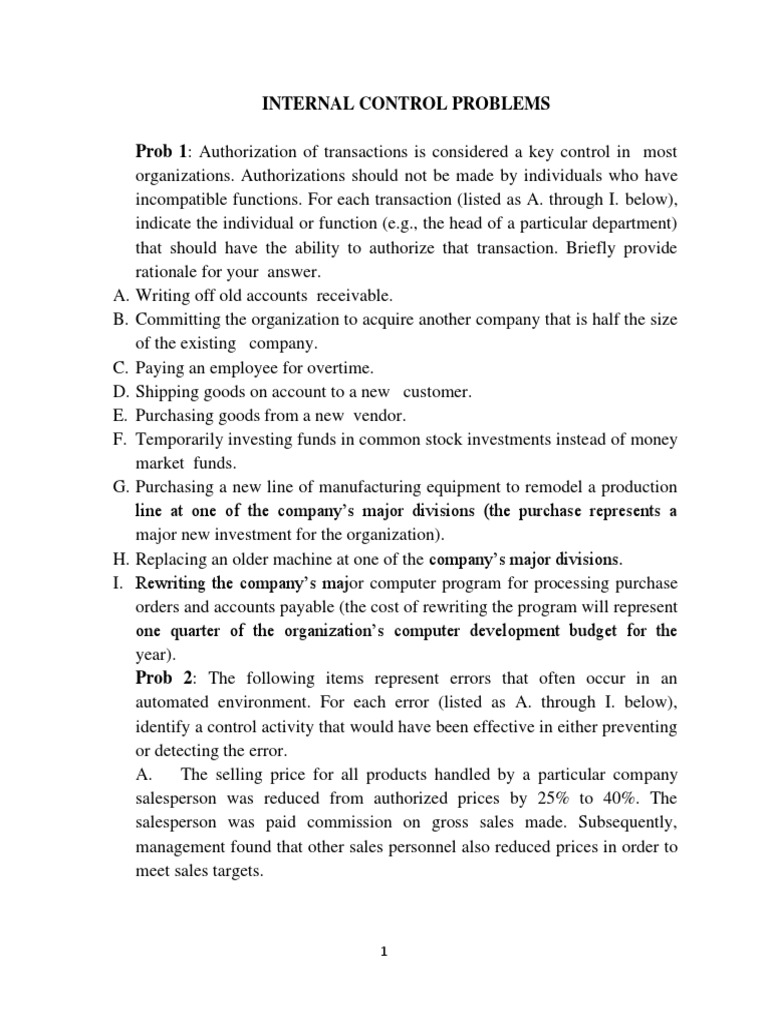 Internal Control Problems | PDF | Accounts Payable | Receipt