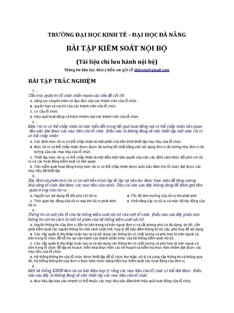 Đề ôn KSNB tiếng Việt | PDF