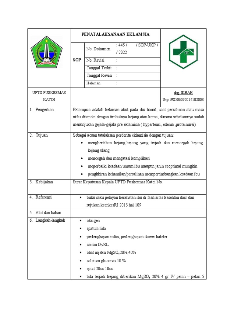 Penatalaksanaan Eklampsia Ibu Hamil | PDF