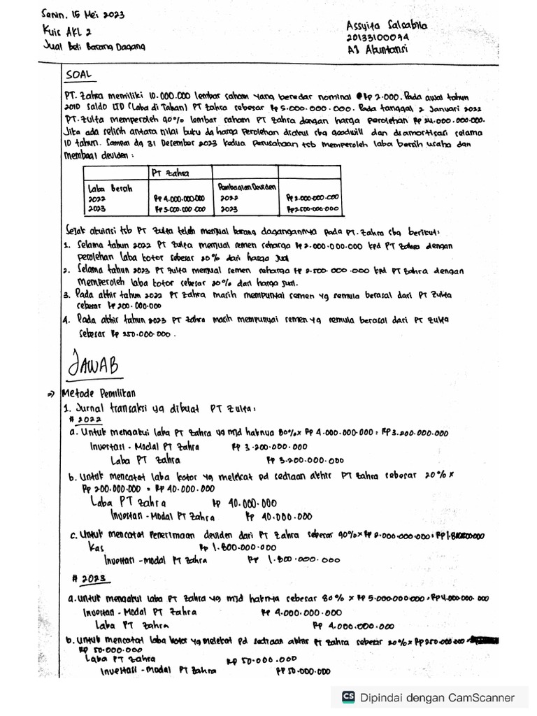 Assyifa Salsabila - Kuis Akl 2 Jual Beli Barang Dagang | PDF