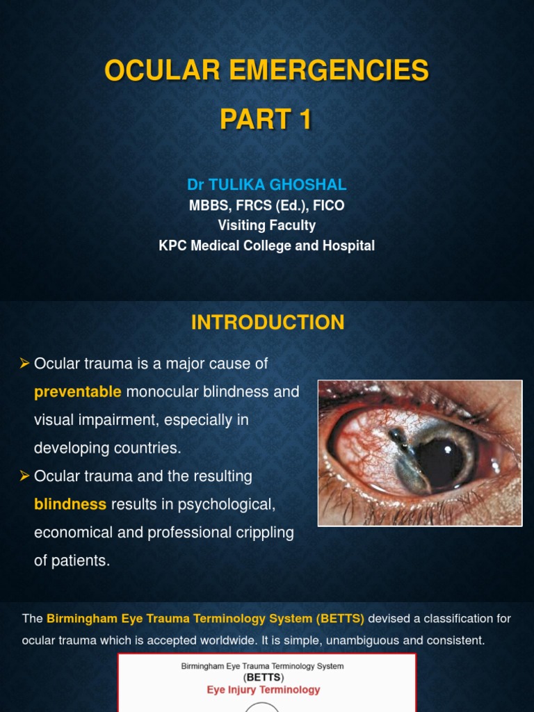 Ocular Trauma for Medical Professionals | PDF | Vision | Medical ...