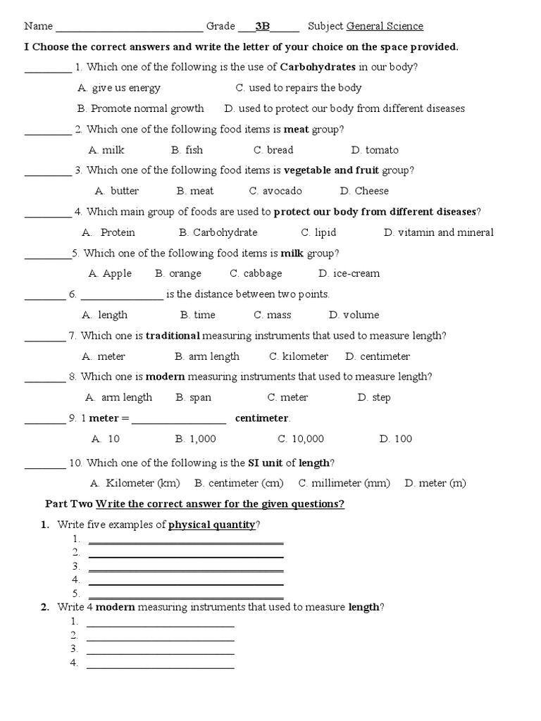 3 B General Science Test 21 | PDF 3 B General Science Test 21 | PDF