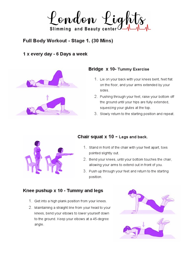 Full Body Workout - Stage 1 | PDF | Musculoskeletal System | Physical ...