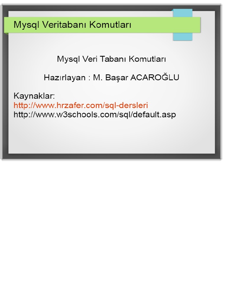 Mysql Veritabanı Komutları - PDF | PDF