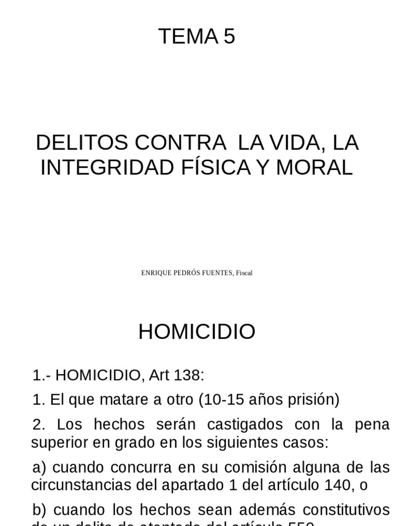 Tema 5 Delitos Contra La Vida | PDF