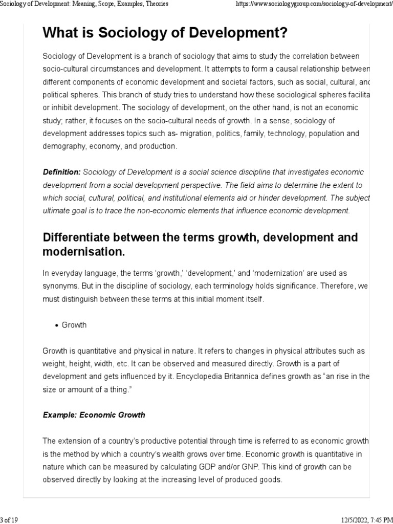 sociology of development | PDF