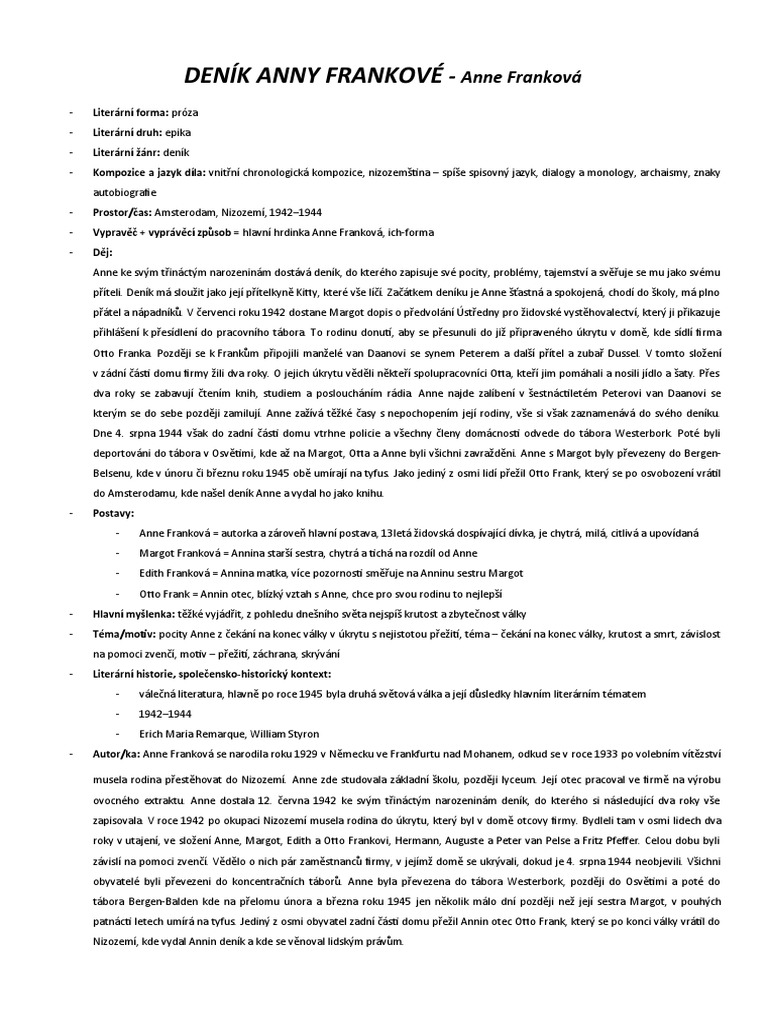 Deník Anny Frankové | PDF