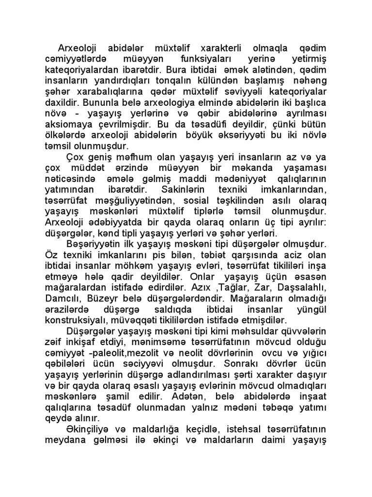 2 Ci Sual Arxeologiya Abideleri Ve Onun Novleri | PDF