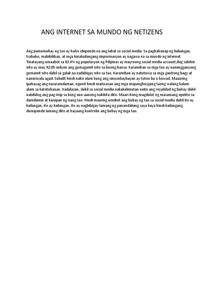 Ang Internet Sa Mundo NG Netizens | PDF