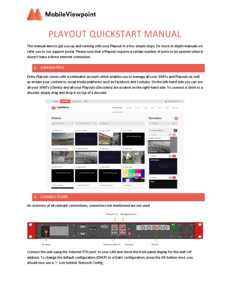 Playout Quickstart Manual | PDF | Ip Address | Transmission Control Protocol