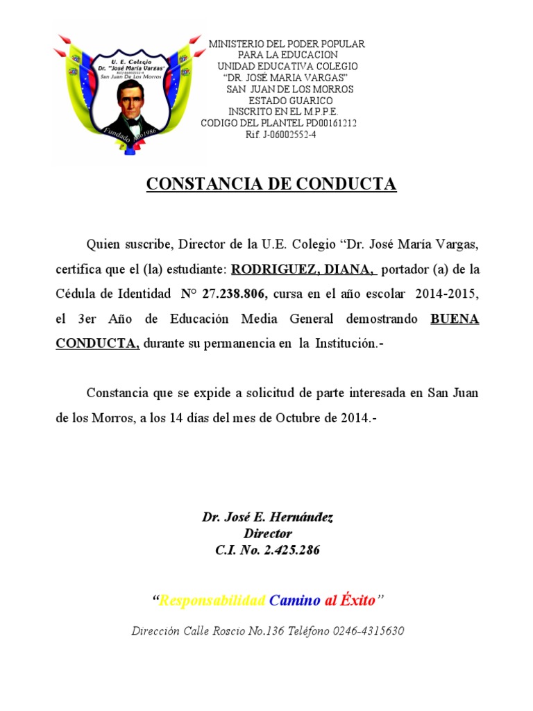 Constancia de Buena Conducta | PDF