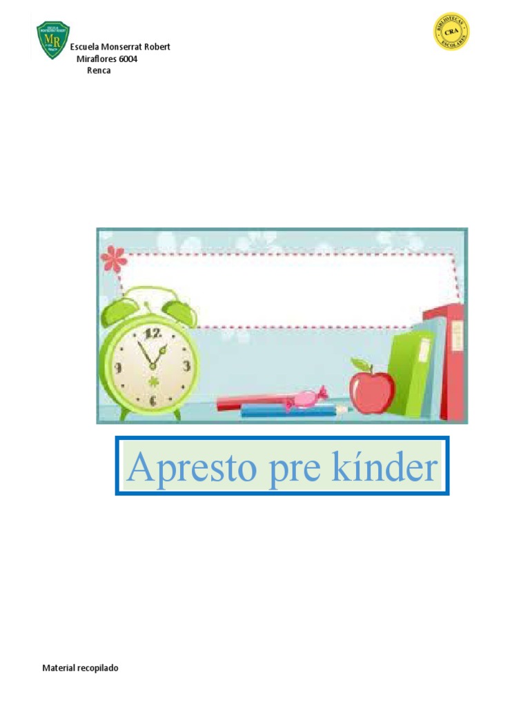 Material Pre Kínder Escuela Monserrat Robert | PDF
