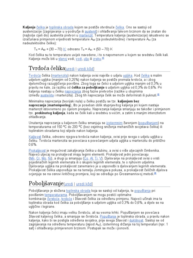 Kaljenje I Vrste Kaljenja | PDF