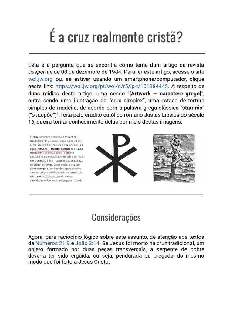 A Cruz: Símbolo ou Estaca? | PDF | Bíblia | Palavra