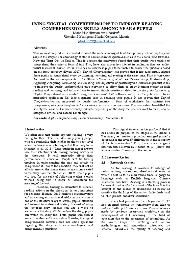 Enhance Year 6 Reading with Digital Comprehension | PDF | Reading ...