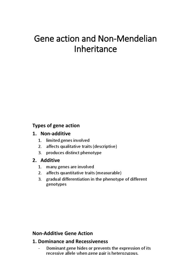 Gene Action and Non-Mendelian Inheritance | PDF | Dominance (Genetics ...