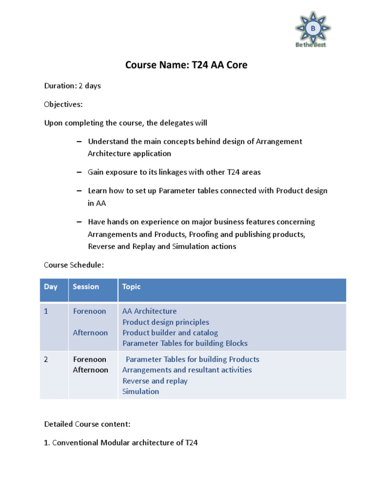 AA Core Course Details | PDF