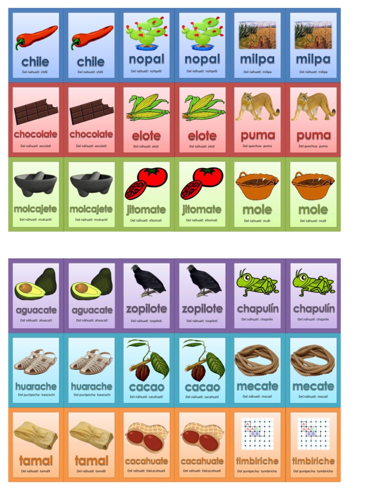 Memorama de Palabras Indigenas | PDF