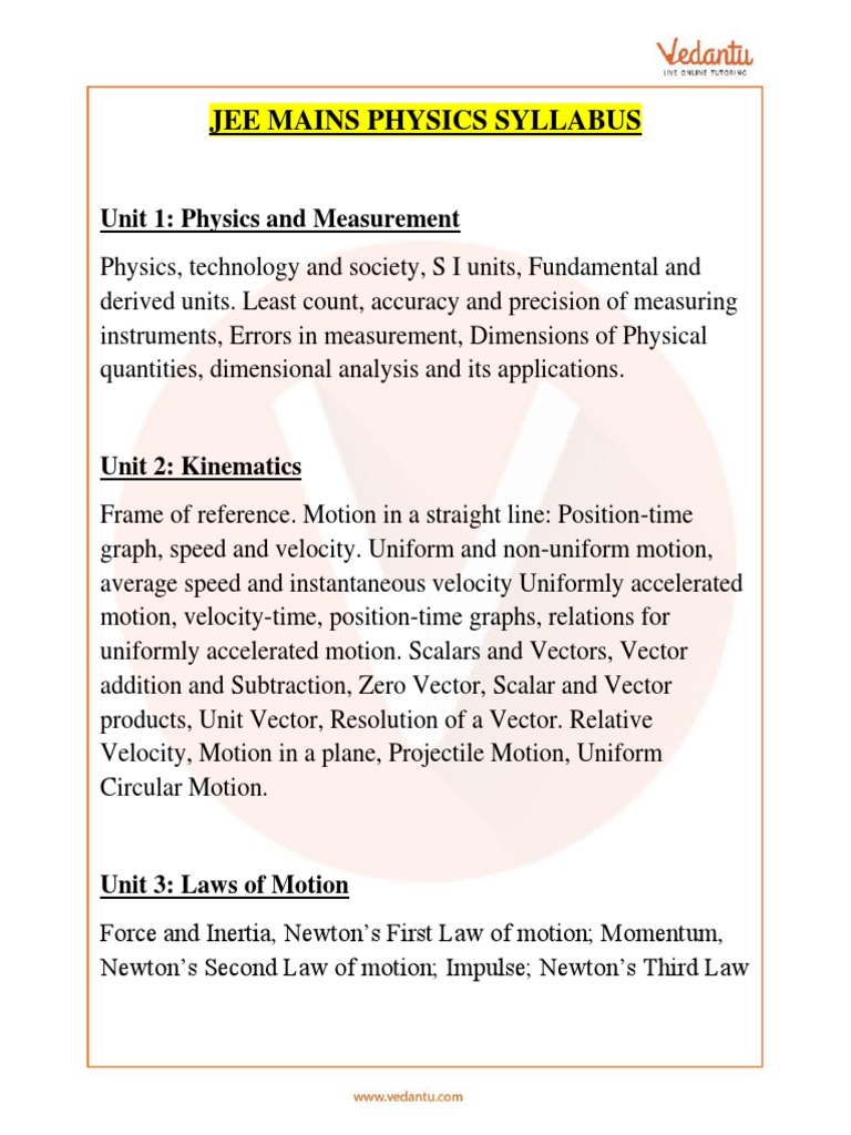 JEE Main Physics Syllabus JEE Main Exam Pattern | PDF JEE Main Physics Syllabus JEE Main Exam Pattern | PDF