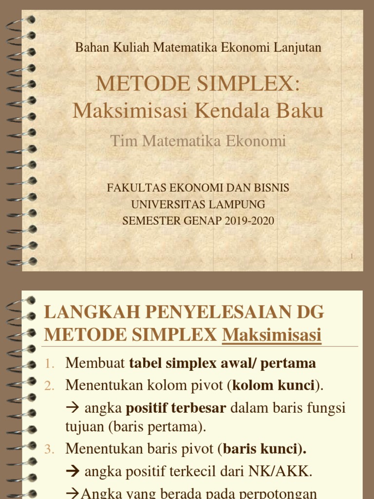 02. METODE SIMPLEX - MAKSIMISASI KENDALA BAKU 2022 (1) | PDF