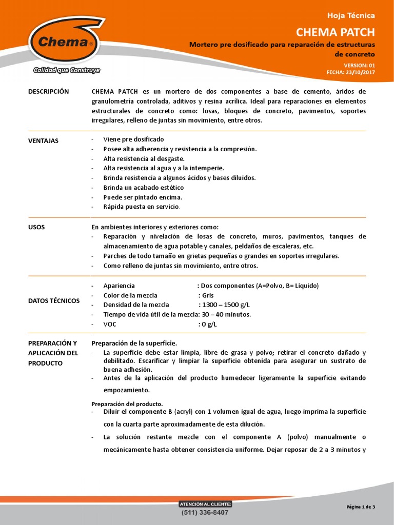 HT Chema Patch v01.2017 | PDF | Hormigón | Materiales