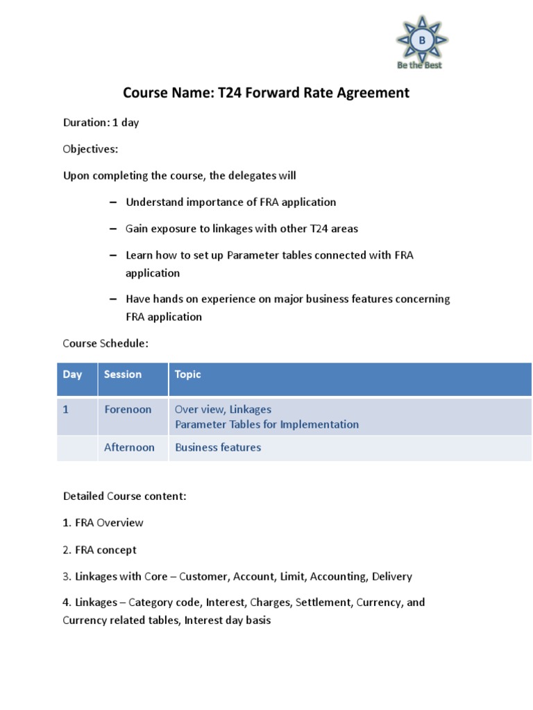 Forward Rate Agreement Course Details | PDF