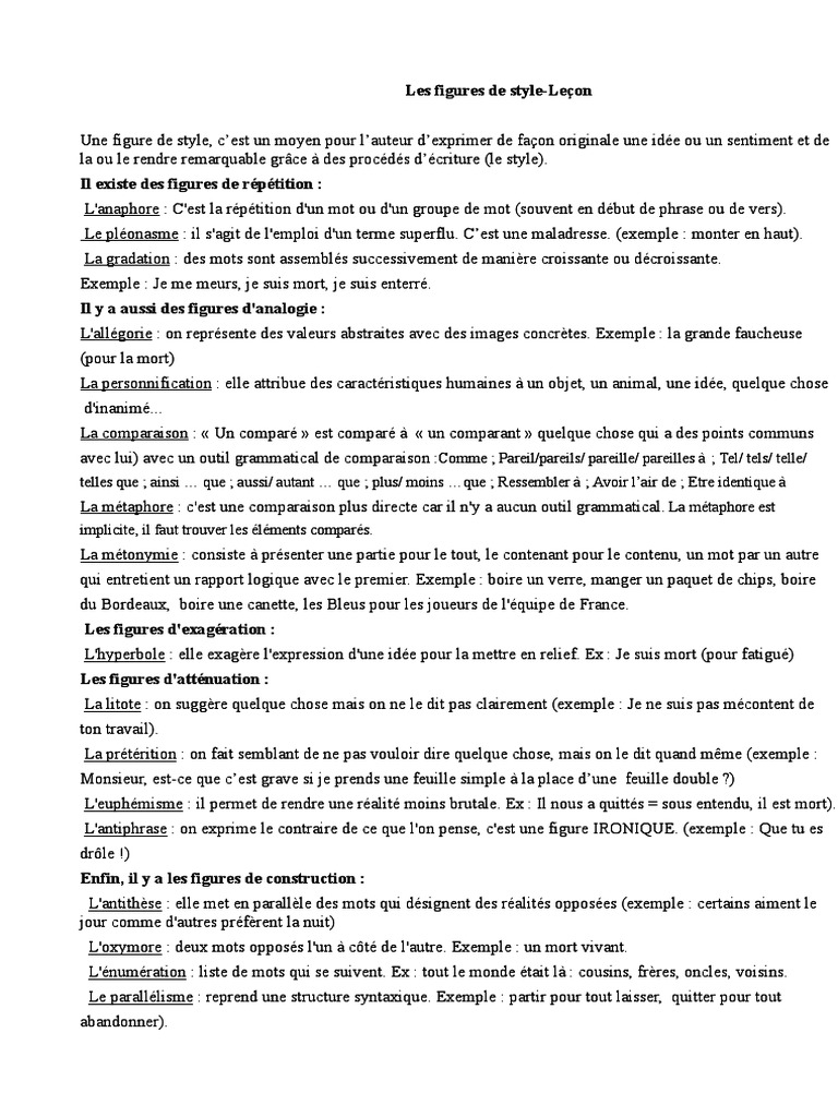 Leçon Les Figures de Style | PDF | Métaphore | Persuasion