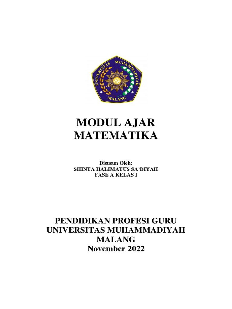Modul Ajar Kelas 1 Matematika PJBL | PDF