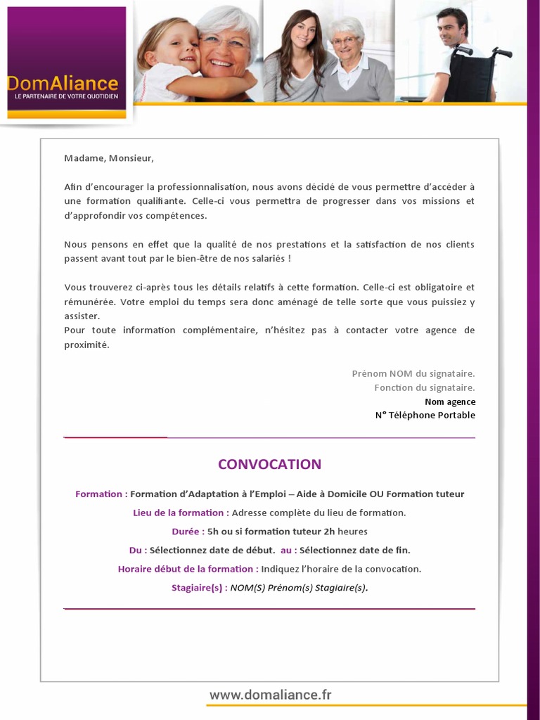 Modele de Convocation Formation Da | PDF