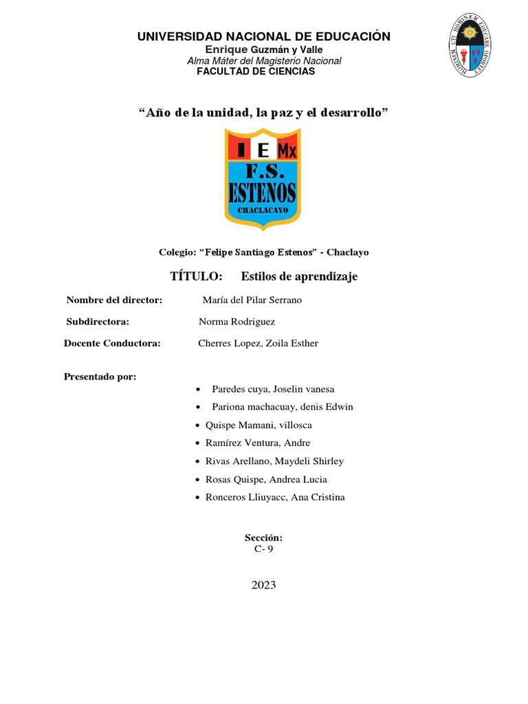 Informe de Estilos de Aprendizaje | Descargar gratis PDF | Aprendizaje | Mente